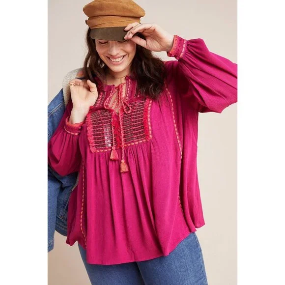 Pink Peasant Blouse